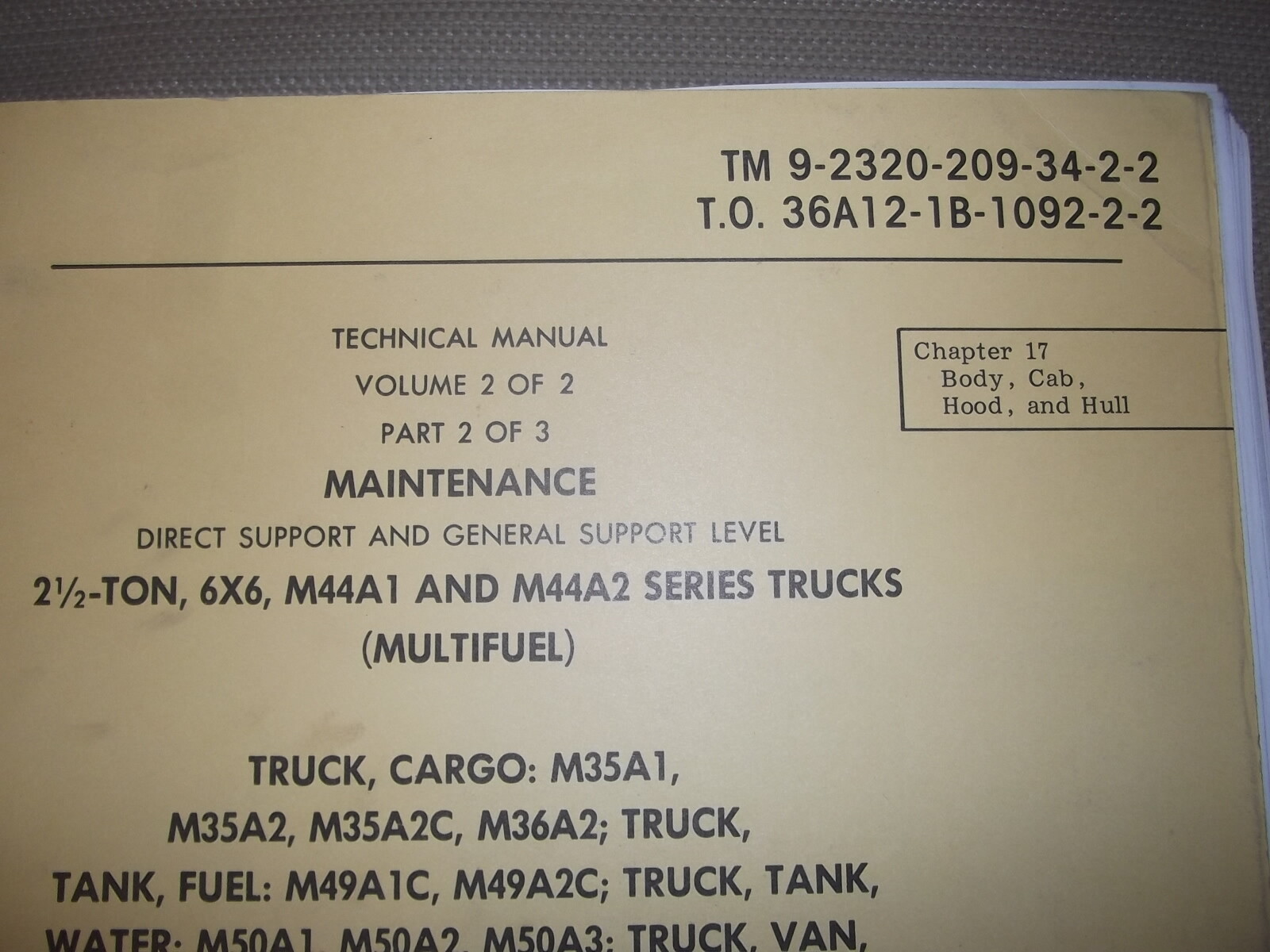 ARMY M35A M49A M50A M109A M185A M275A M342 M756A Diable Maintenance ...