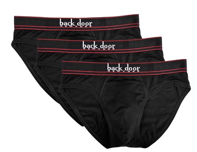 PACK OF 3 Men's Briefs w/ Horizontal Fly by Back Door New York Black X ...