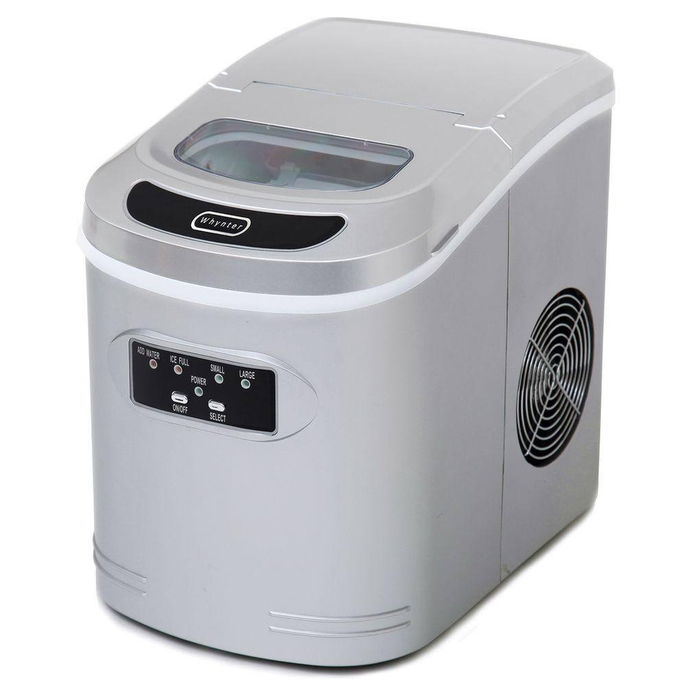 27 Lb. Compact Portable Ice Maker in Silver Freestanding Side-Venting ...