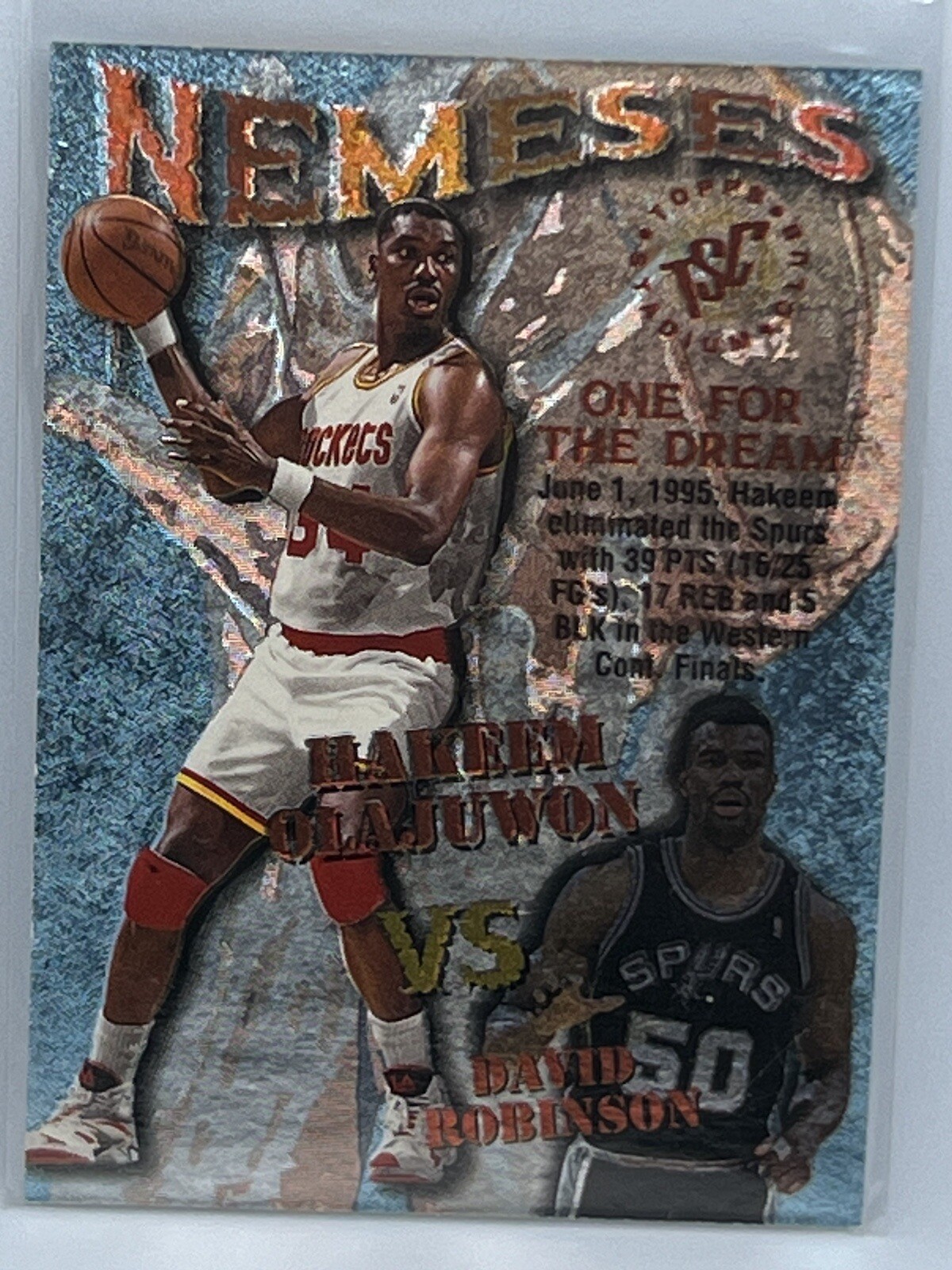 HAKEEM OLAJUWON/ DAVID ROBINSON 1995 TOPPS STADIUM CLUB NEMESES INSERT ...