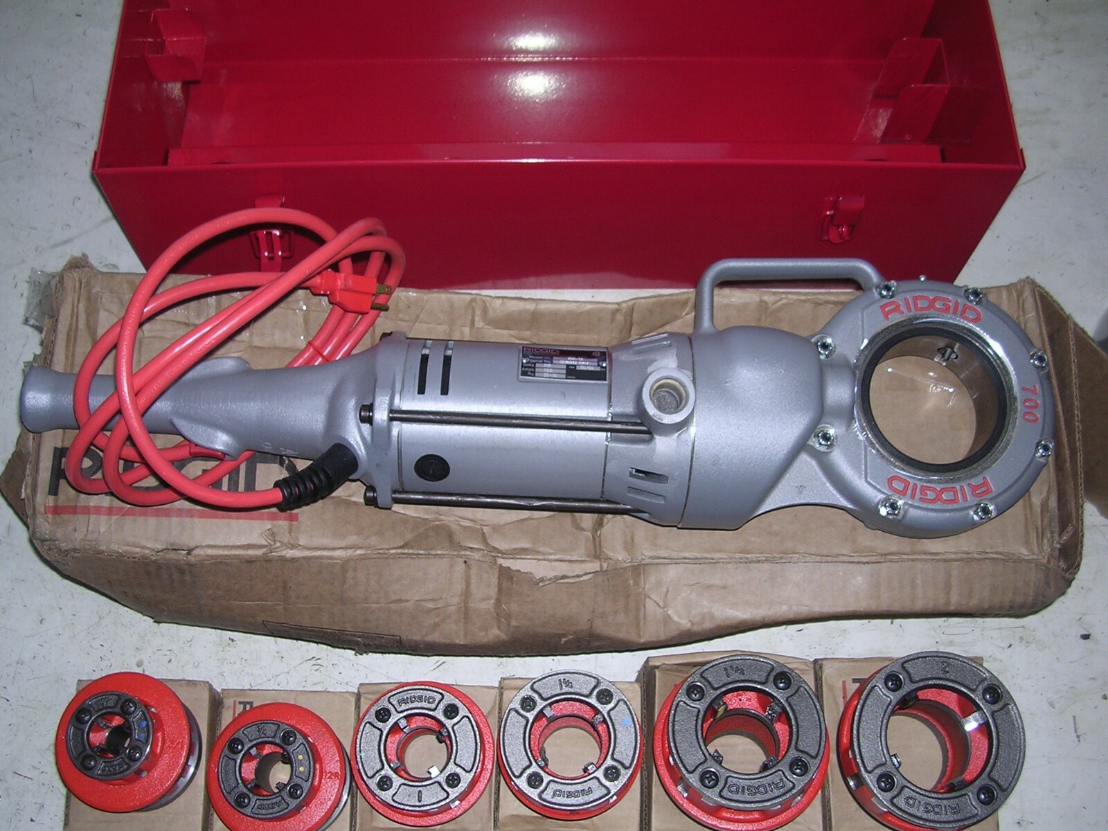 RIDGID 700 POWER PONY PIPE THREADER 6 12R DIE HEADS 1/2-2 OILER CASE ...