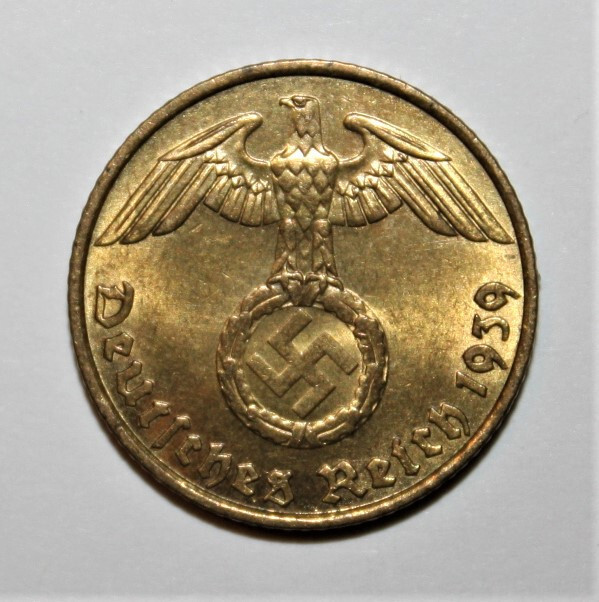 S2 - Germany 5 Reichspfennig 1939-J Brilliant Uncirculated Coin ...