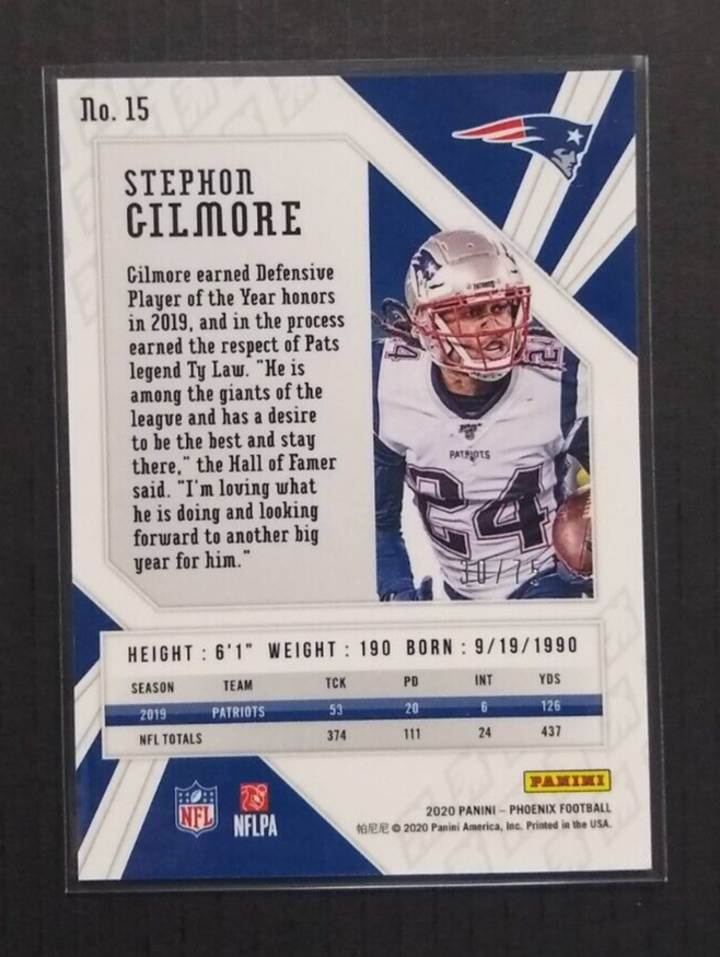 2020 Phoenix Stephon Gilmore Yellow #ed 30/75 Patriots | eBay