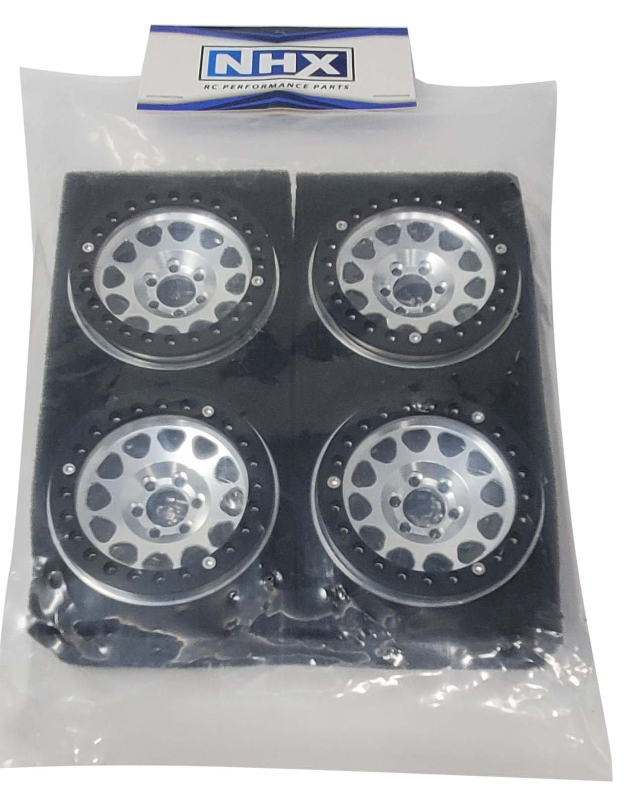 NHX RC 2.2'' Aluminum Beadlock Crawler Wheels Rims - M105 Silver/Black ...