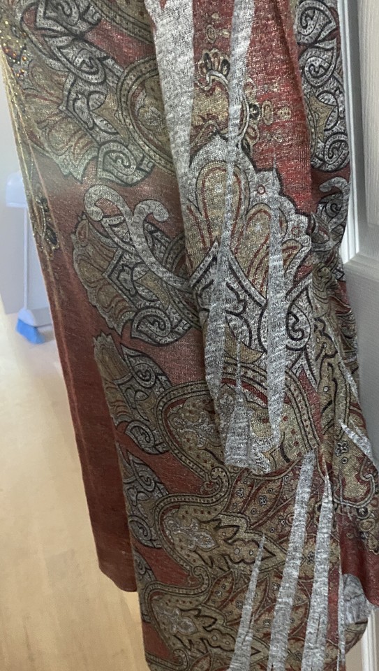 Rare Studio Gem Q Top Lightweight Sweater Artsy Tunic Sparkles Coral ...