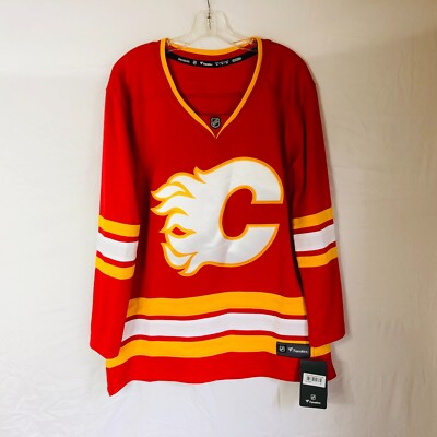 New Fanatics Womens Calgary Flames Patch Sewn Breakaway Hockey Jersey ...