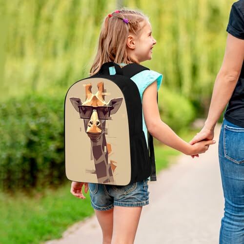 Giraffe Backpack Funny Polygon Giraffe Animal with Sunglasses Light ...