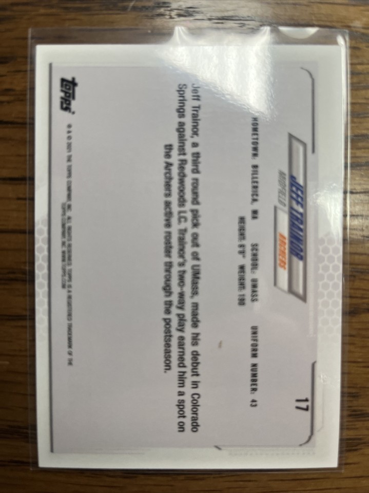 2021 Topps PLL Lacrosse JEFF TRAINOR Card #17 First Edition Rookie Card ...