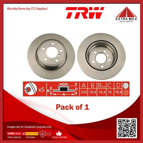 1X TRW Disc Brake Rotor 320mm Rear For BMW X6 E71, E72, F16, F86 xDrive ...