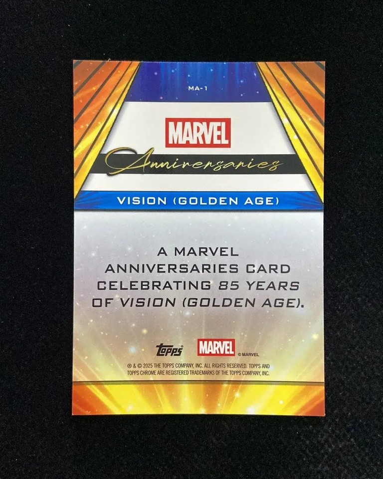 2025 Topps Chrome Marvel 85th Refractor #MA-1 Vision (Golden Age) NU69 ...