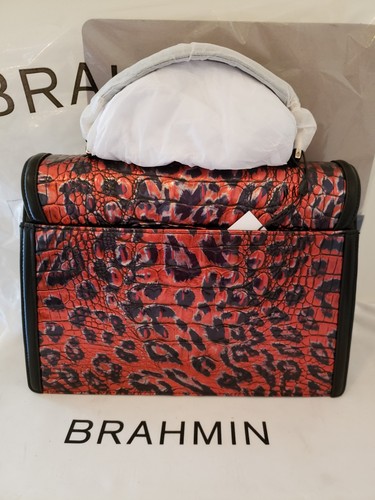 NWT Brahmin 'Exclusive' HALLIE RED LEOPARDESS Satchel Red/Black Animal ...
