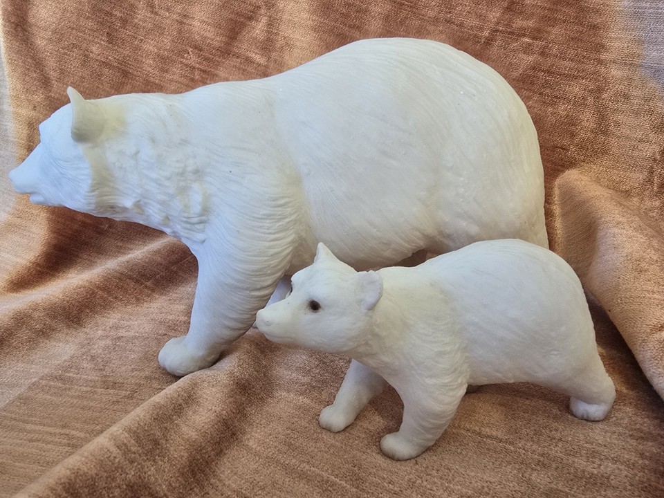 Breyer Wildlife 1992-1995 Rare Polar Bear Family Set Mother & Cub Mint ...