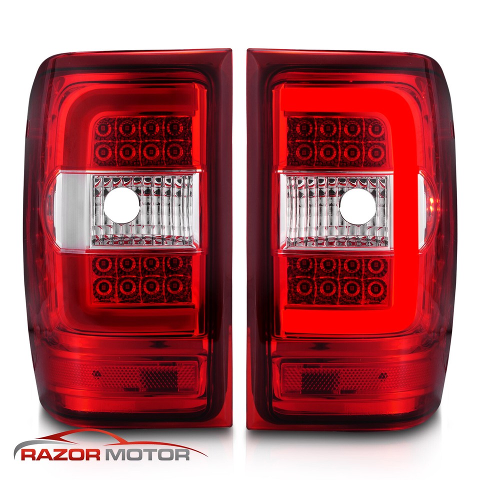 [LED C Light Bar] 2001-2011 Ford Ranger Red Clear Lens LED Tail Lights ...