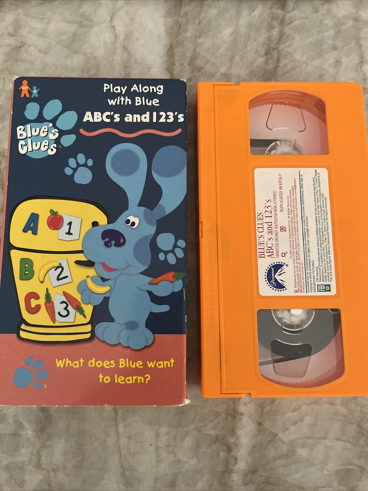 VHS BLUE'S CLUES Play Along with Blue ABC's and 123's Video Tape 1999 ...
