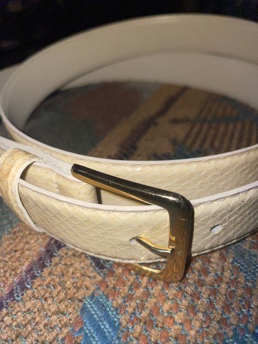 Unisex Off White Snake Skin Gold Buckle Size 44 | eBay