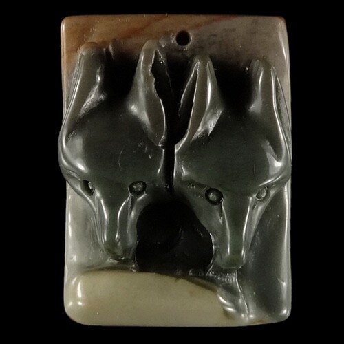 BD11507# Hand Carved Cameo Fox Succor Creek Jasper Pendant Bead ...