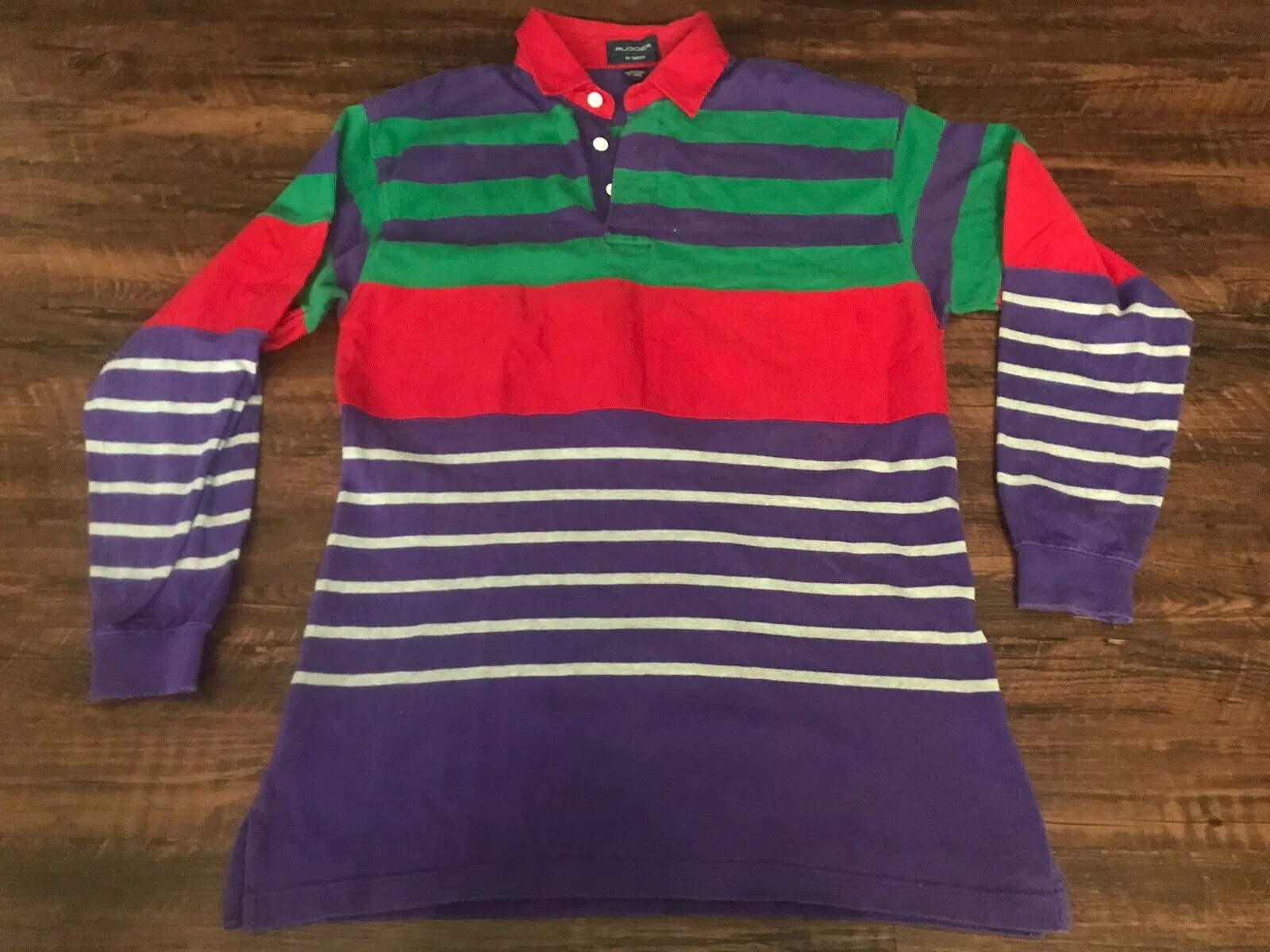 Vintage Rugger By Gant Mens LS Colorful Rugby Shirt S… - Gem