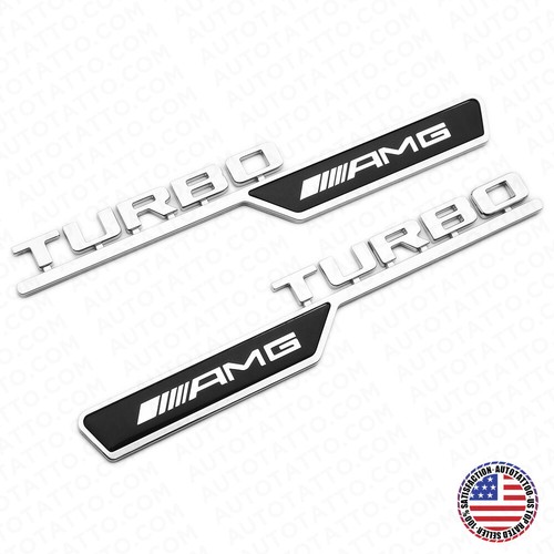 Set 3D Turbo AMG Side Fender Marker Logo Badge Emblem Decoration Sport ...