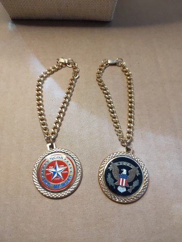 NCOA Vintage Beveled Coins With Chains/Medallions,Lot Of 2, Military ...