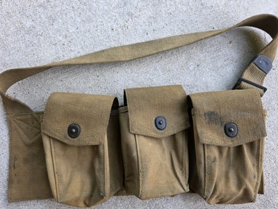 US WW1 1918 BAR Magazine 3 Pouch Bandolier RIGHT Side KHAKI BANDOLEER ...