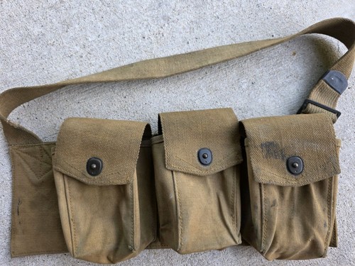 US WW1 1918 BAR Magazine 3 Pouch Bandolier RIGHT Side KHAKI BANDOLEER ...