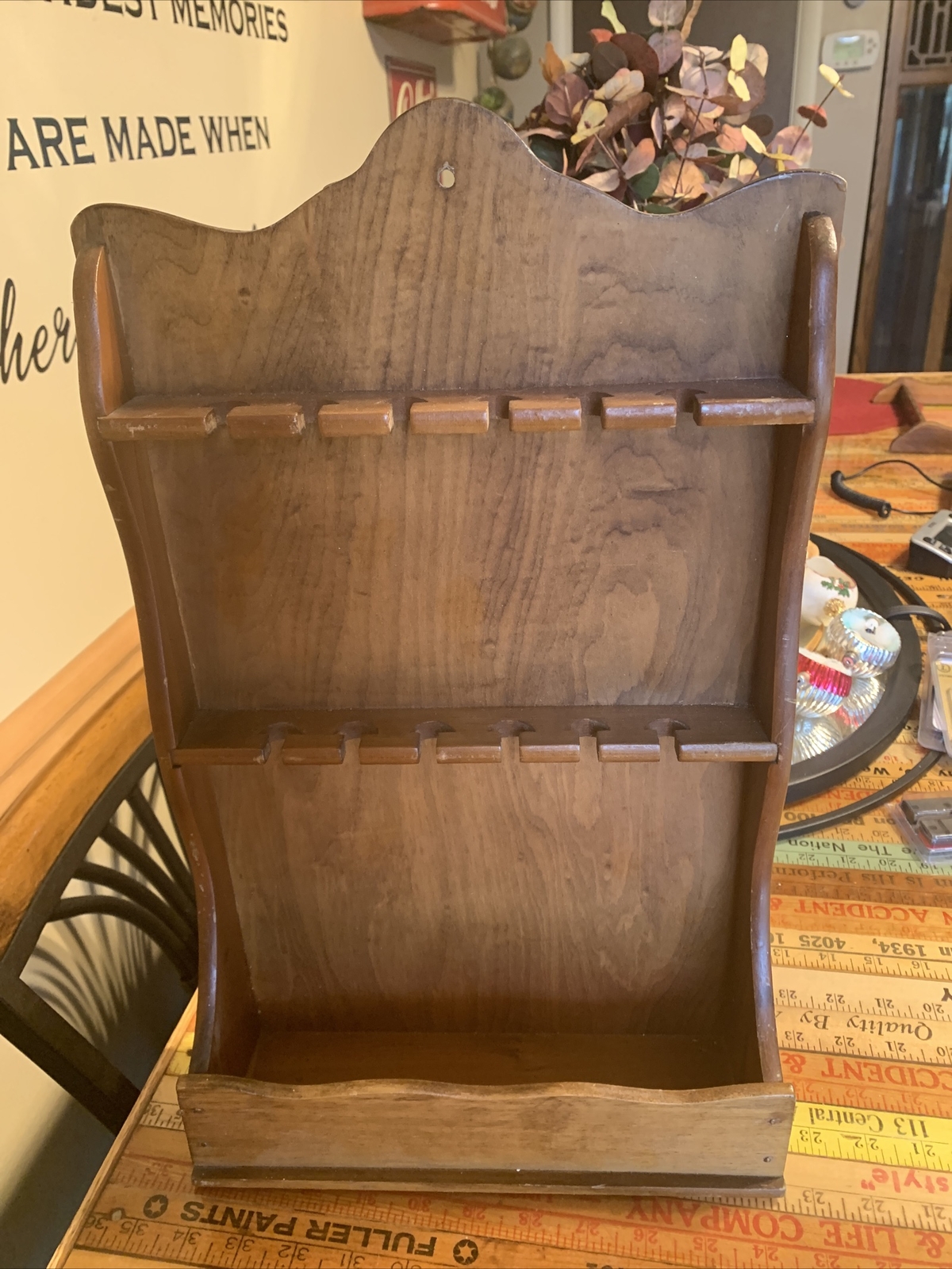 Vintage Wooden 12 Collectible Souvenir Spoon Holder Wall Display Rack ...