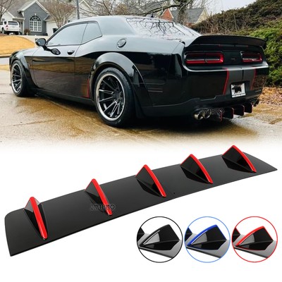 For Dodge Challenger 08-23 Rear Bumper Lips Diffuser Shark Fins Spoiler ...