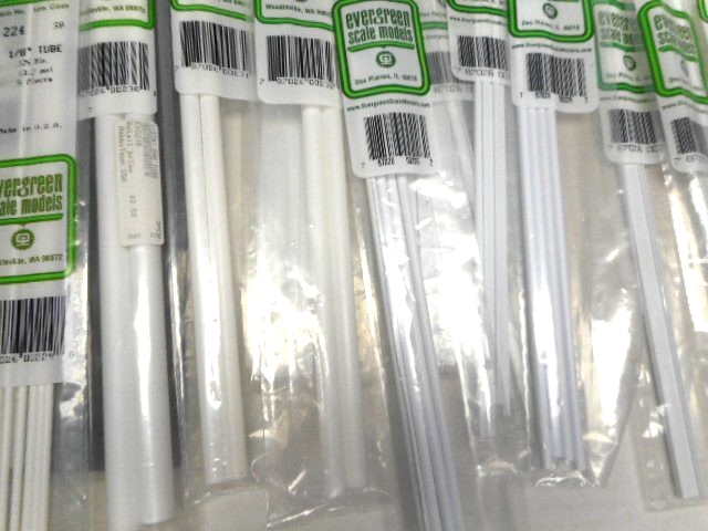 LOT OF~LOTS OF EVERGREEN POLYSTYRENE TUBE'S, ROD'S, STRIPS, SHEETS ETC ...