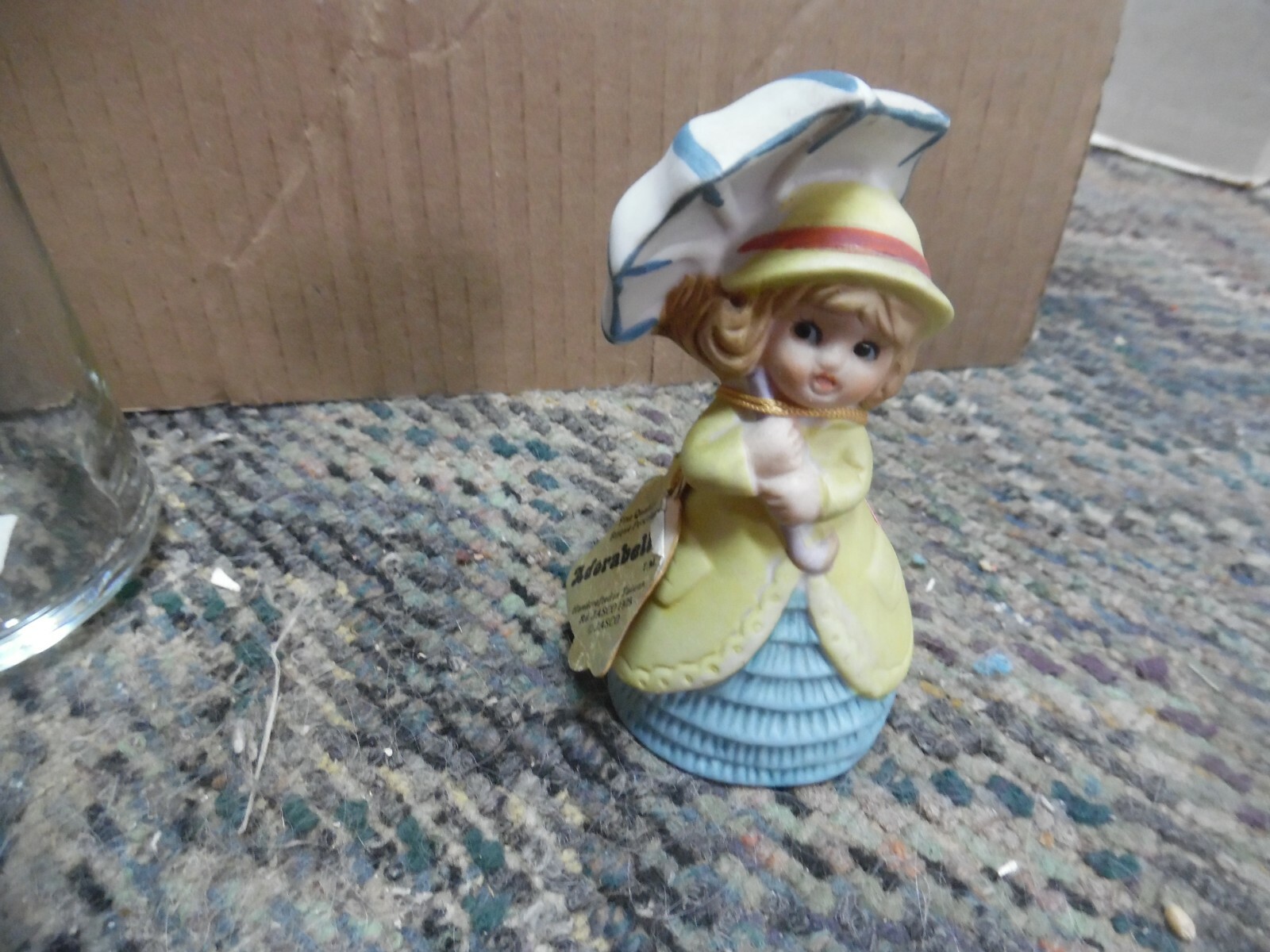 Vintage Jasco Adorabelle girl with yellow jacket & umbrella bell with ...