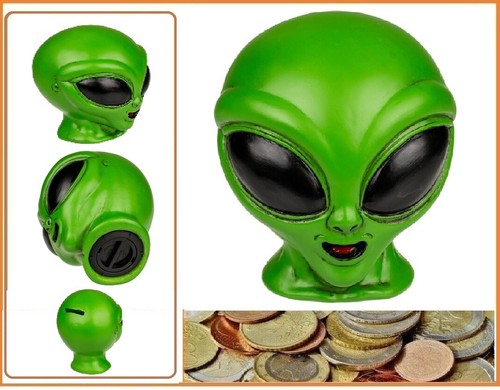 Green Alien Money Box Since Fiction Fantasy Design Piggy Bank Approx ...