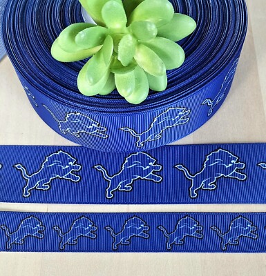 7/8 & 1.5" (1 YD) Detroit Lions Grosgrain Ribbon Football Cheer Bow ...