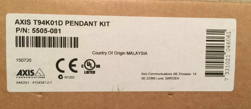 Axis 5505-081 T94K01D Pendant Kit Indoor pendant kit for mounting the ...