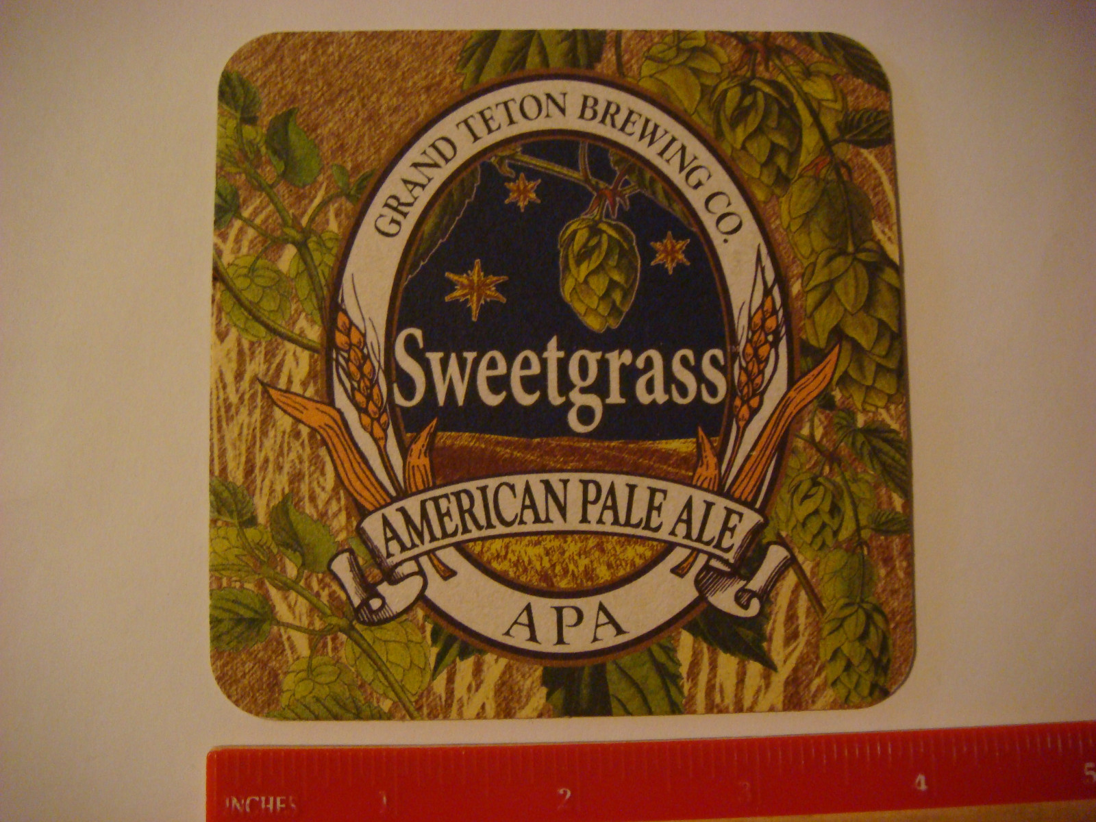 Beer Bar Coaster ~ GRAND TETON Brewing Co Sweetgrass American Pale Ale ...