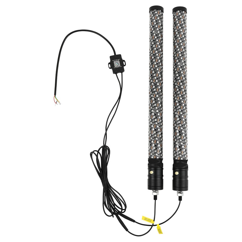 Pair Fat 2FT RGB Spiral Whip Lights Antenna For JEEP RAM GMC Ford Chevy ...
