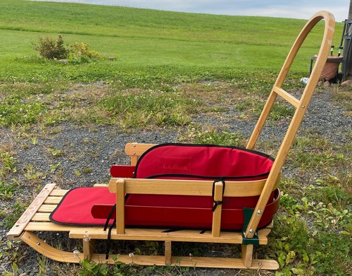 LL Bean Sled SOLID WOOD with red insert and handle *NEVER USED*. LOCAL ...