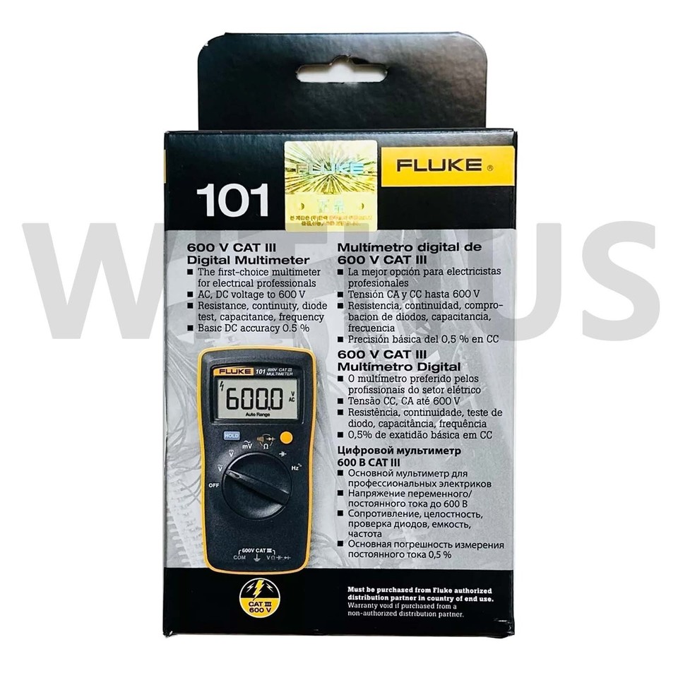 FLUKE 101 Digital Basic Multimeter Pocket Portable Meter AC DC Volt ...