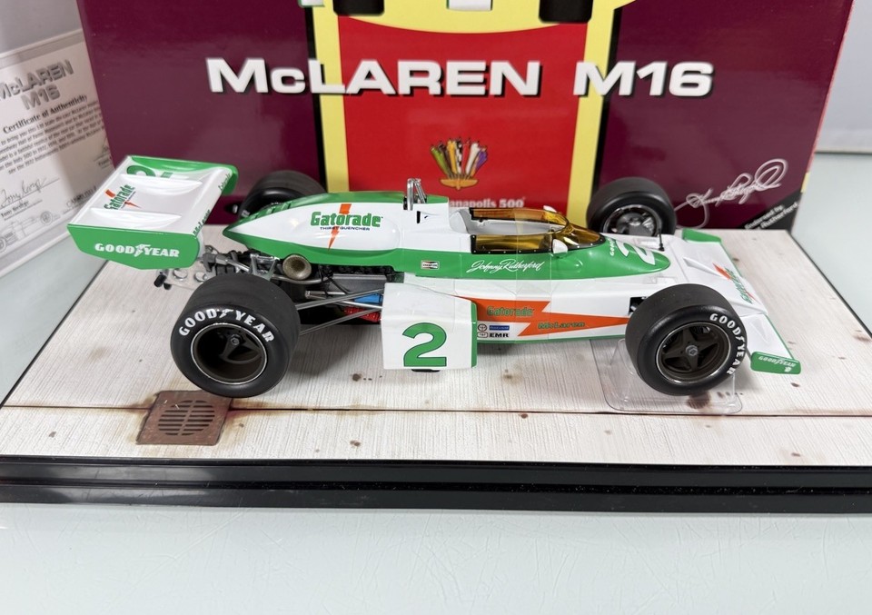 Carousel 1 McLaren M16 1975 Indy 500 #2 Rutherford #4803 Gatorade 1:18 ...