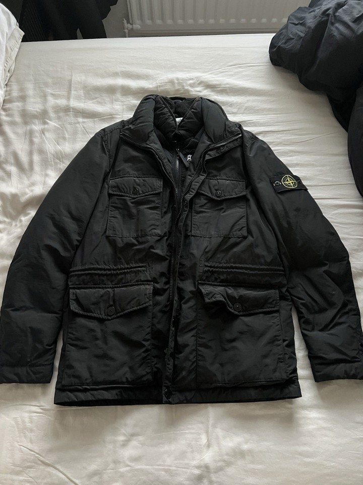 Stone Island Large Micro Reps Down Field Jacket In Dark navy | eBay UK