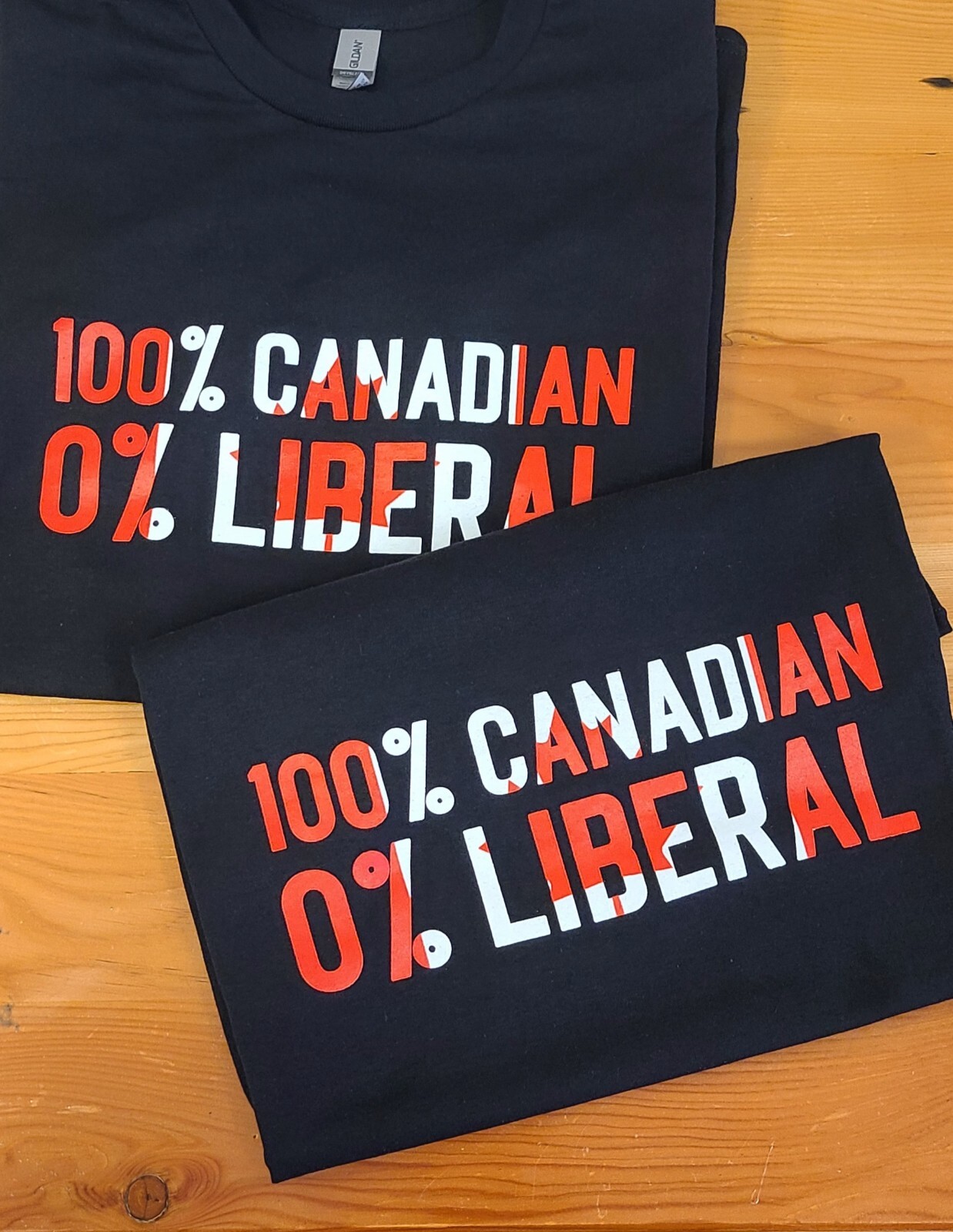 100% CANADIAN 0% LIBERAL T-SHIRT GILDAN 50/50 COTTON POLY BLEND JUSTIN ...