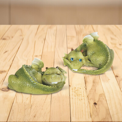 2-PC Lovely Baby Dragon Resting Figurine Set 3.5"W Fantasy Figurine | eBay