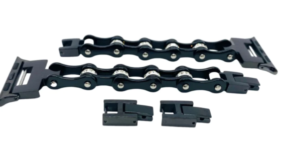 Motorcycle Bike Chain Watch Band Ladies Black Stainless Steel fits ...