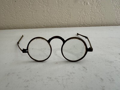 Antique Brass Frame Spectacles / Glasses w/ Round Lenses | eBay