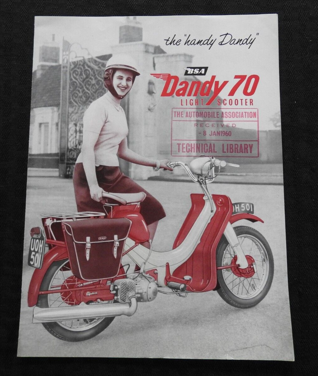 1959 BSA Model "Dandy 70" Scooter Motorcycle Sales Brochure Women ...
