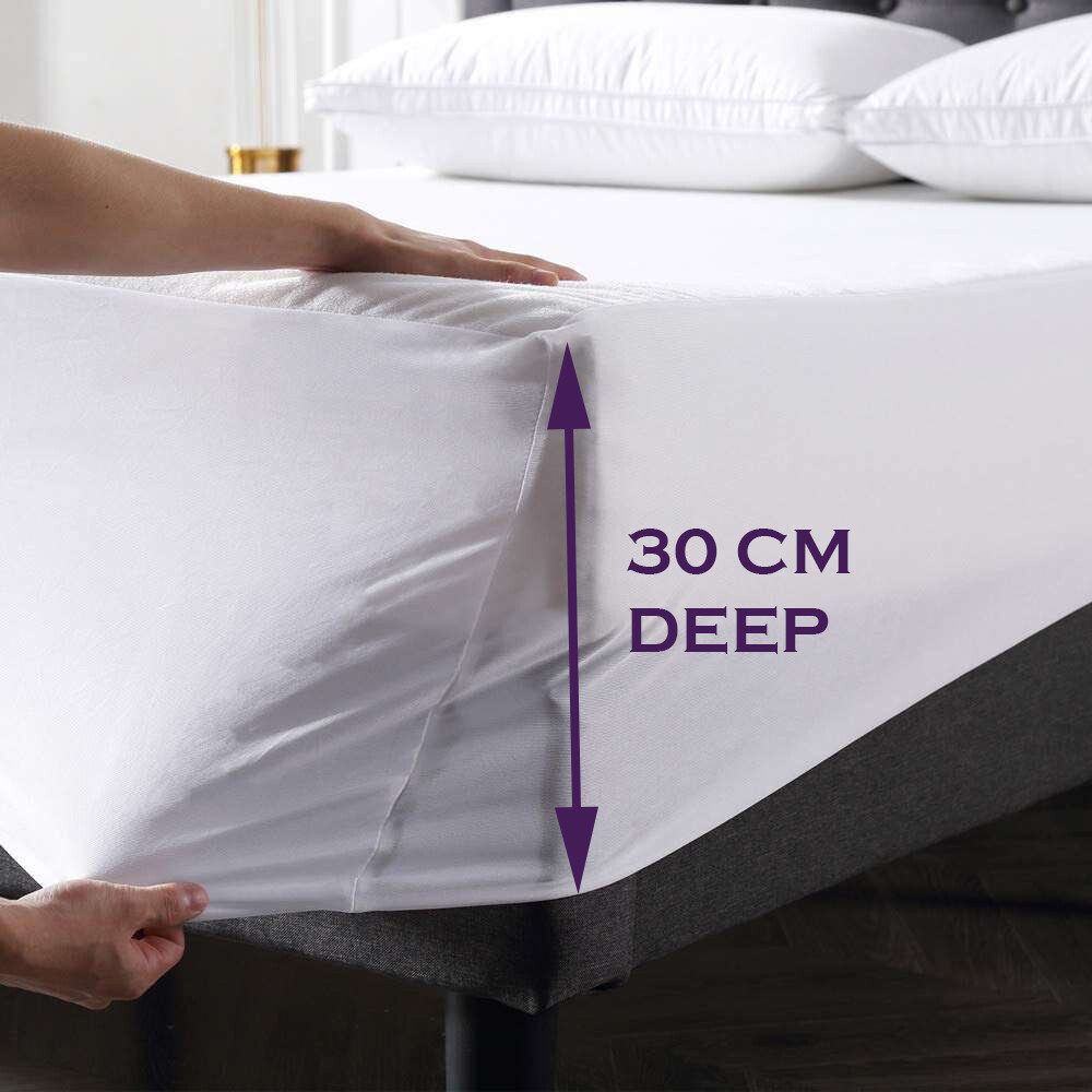 Waterproof Mattress Protector Double Non Noisy Extra Deep Fitted Sheet ...