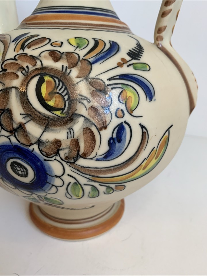 Vintage Sanquino Toledo Ceramic Vase Signed Hand Painted Floral Design ...
