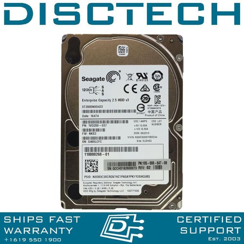 Seagate ST2000NX0433 2TB 2.5" SFF 12Gbps 7.2K RPM Enterprise SAS HDD ...