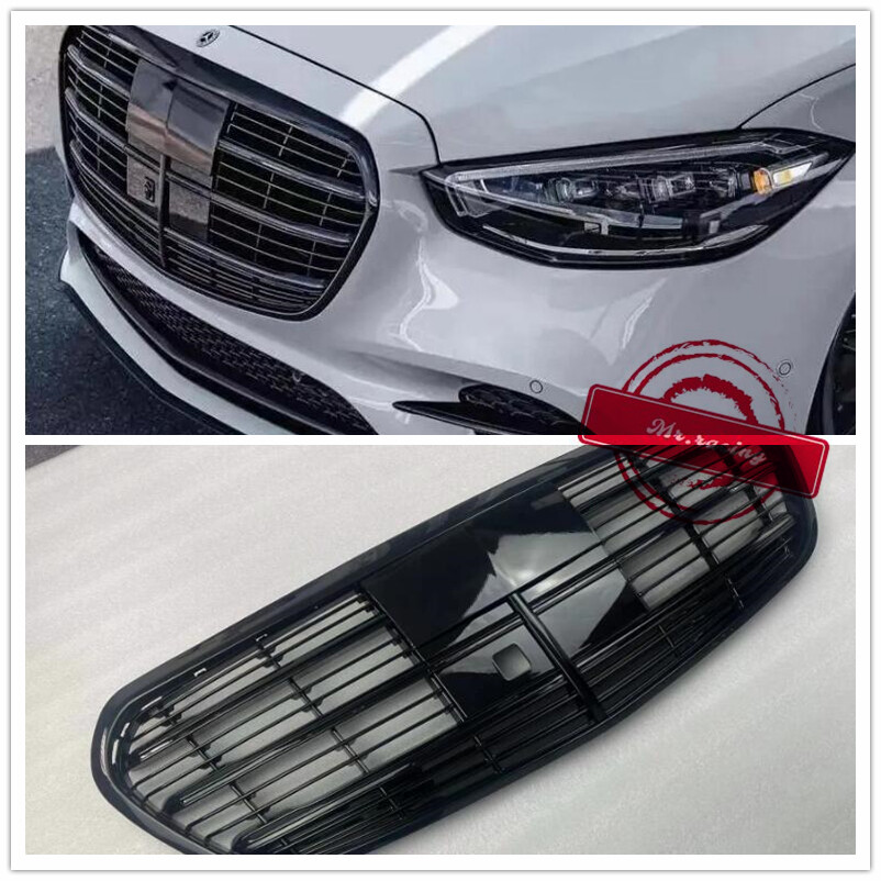 Black For 2021 2022 2023 Mercedes-Benz W223 S450 S500 S580 Front Grille ...