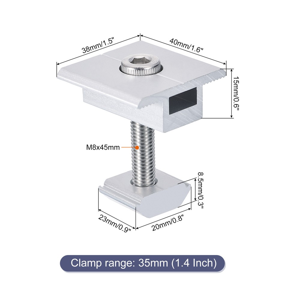 12 Pcs Solar Panel Middle Clamps 35mm Aluminium Solar Panel Mount Mid ...