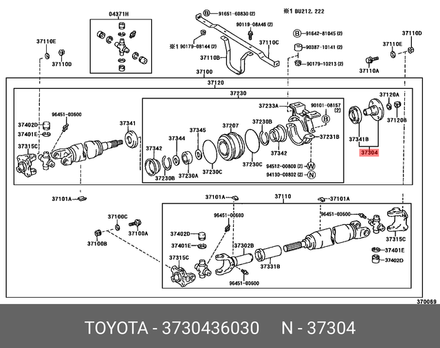 Genuine OE flange sub-assy universal joint 3730436030 for TOYOTA 37304 ...