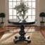 Classic Elegant Round ENTRY TABLE Black Wood Pedestal Hall Accent ...